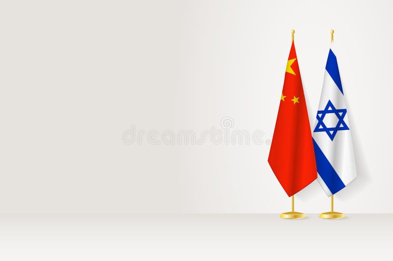 Flags of China and Israel on Flag Stand, Meeting between Two Countries ...