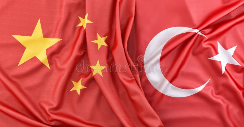 Flags of China and Turkey. 3D Rendering Stock Illustration ...