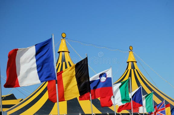 Flags and circus tent stock image. Image of pole, blue - 712881