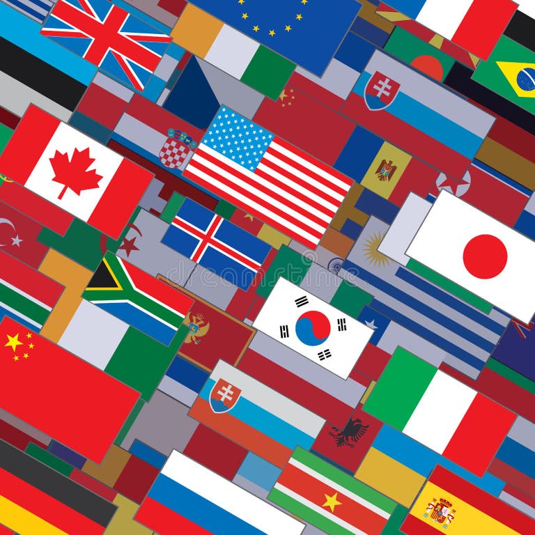 Flags Collage Backdrop stock vector. Illustration of international ...