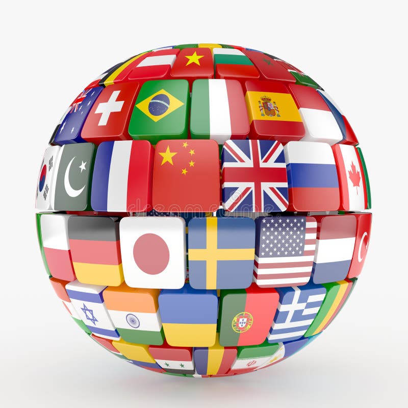 Flags of the World in a Globe/sphere Stock Illustration - Illustration ...