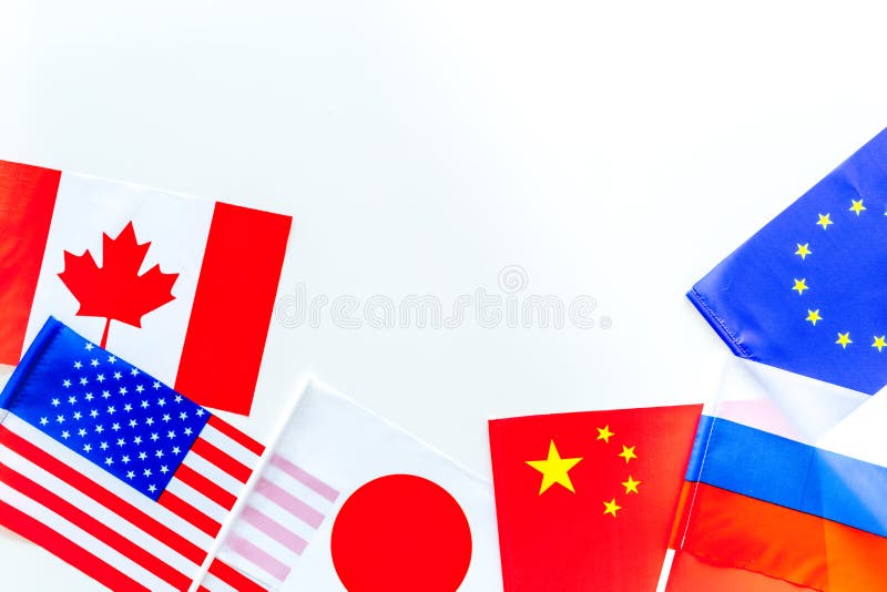 Country Cooperation, Country Relations. Flags of Counties on White ...