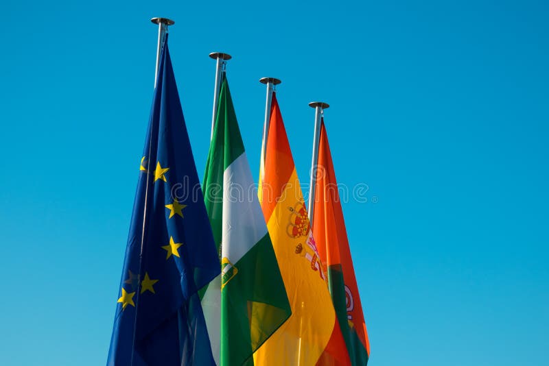 Flags of Countries Flying in the Wind Stock Photo - Image of diversity ...