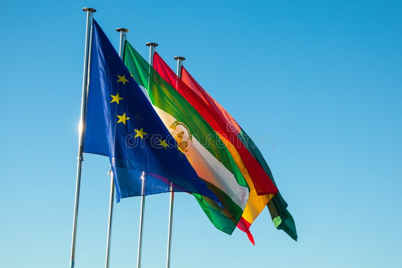 Flags of Countries Flying in the Wind Stock Image - Image of masts ...