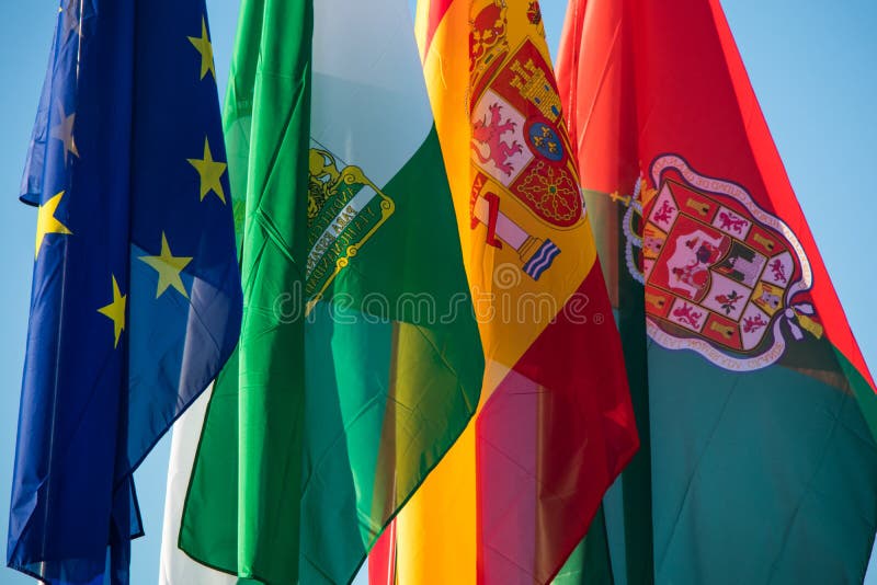 Flags of Countries Flying in the Wind Stock Image - Image of signs ...