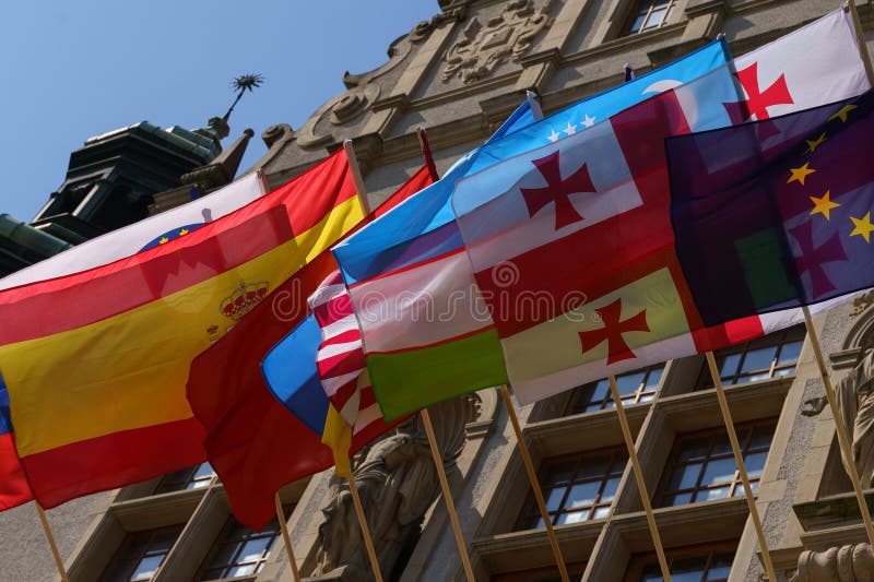 The Flags of the Countries Participating in the Conference Fluttering ...