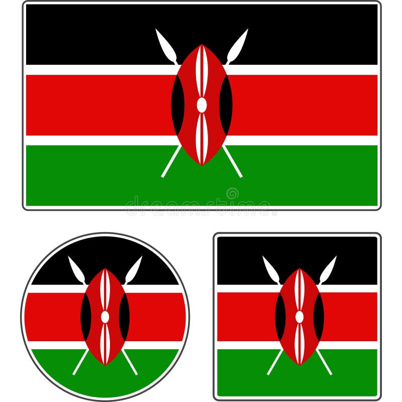 National Flag of Kenya. Black Red Green Vector Illustration. Stock ...