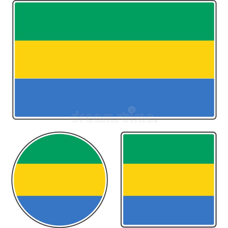 State Flag of Gabon. Green Yellow Blue Vector Illustration. Stock ...