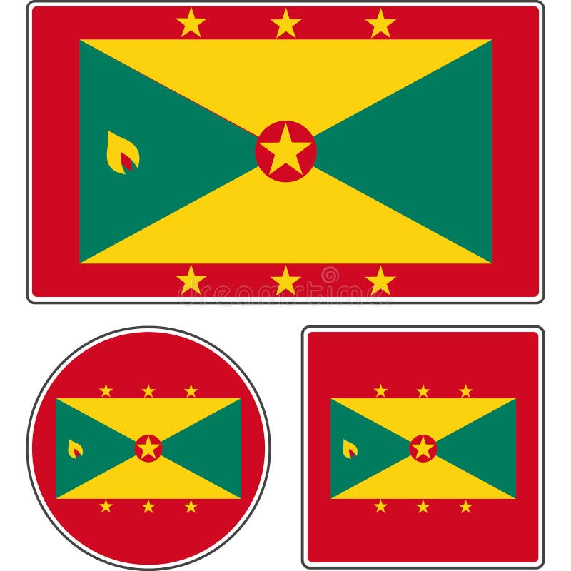 State Flag of Grenada. Flag with Figures and Stars Stock Vector ...