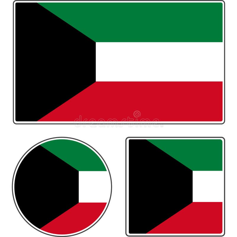 State Flag of Kuwait. Black White Red Green Vector Illustration. Stock ...