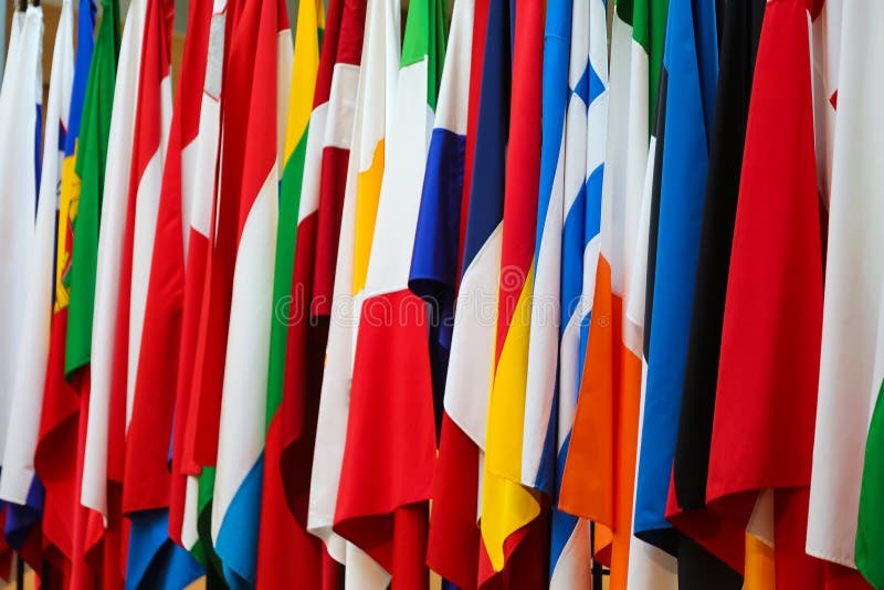 Flags of Coutries during the International Meeting Stock Image - Image ...