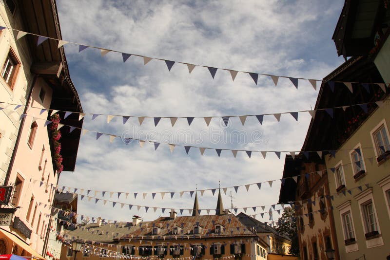 Flags Crossing Historic Street Stock Image - Image of frame, historic ...