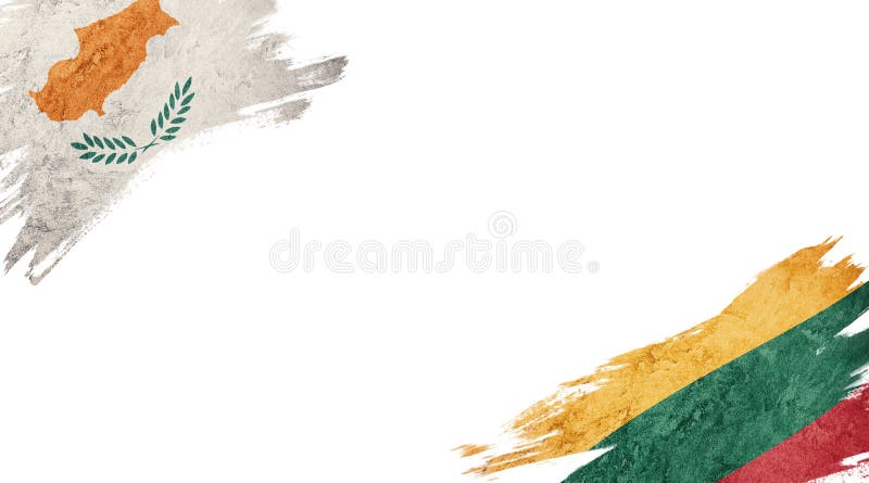 Flags of Cyprus and Lithuania on White Background Stock Image - Image ...