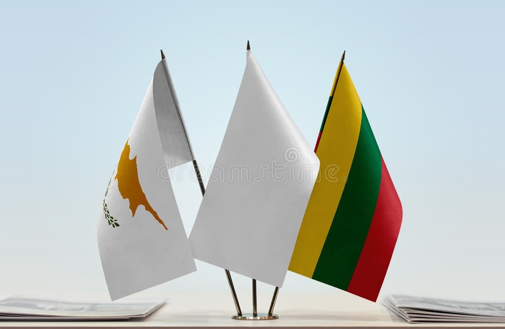 Flags of Cyprus and Lithuania Stock Photo - Image of empty, convention ...