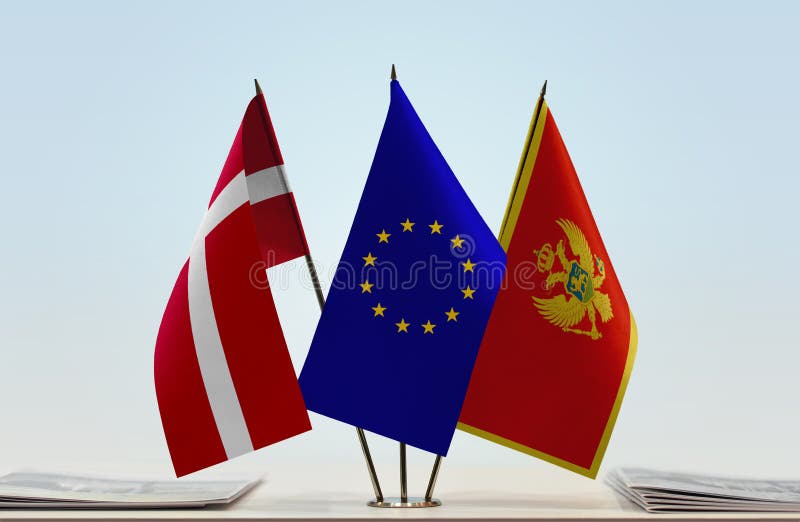 Flags of Denmark European Union and Montenegro Stock Illustration ...