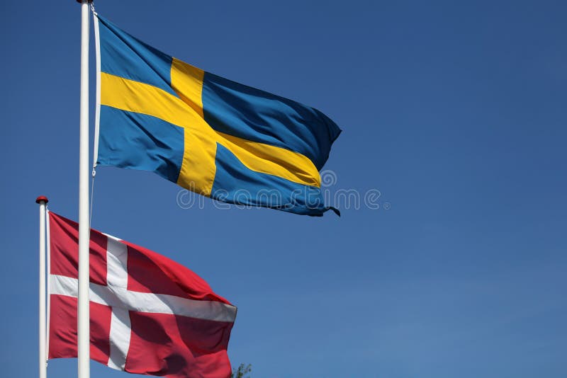 Flags. Denmark and Sweden stock image. Image of thanks - 36907351