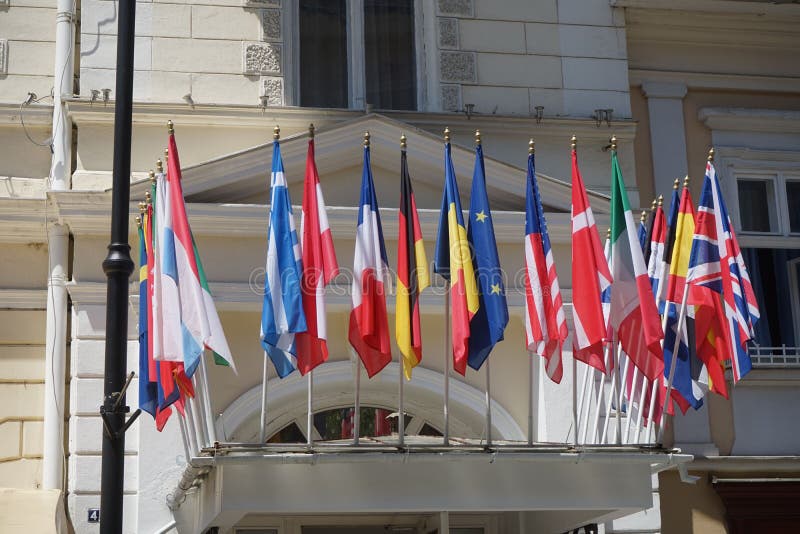 Flags of Different Countries on a Building Stock Photo - Image of ... Flags of Different Countries on a Building Stock Photo - Image of ...