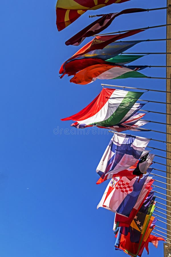 Flags of Different Countries of Europe, Asia and the USA Stock Image ...