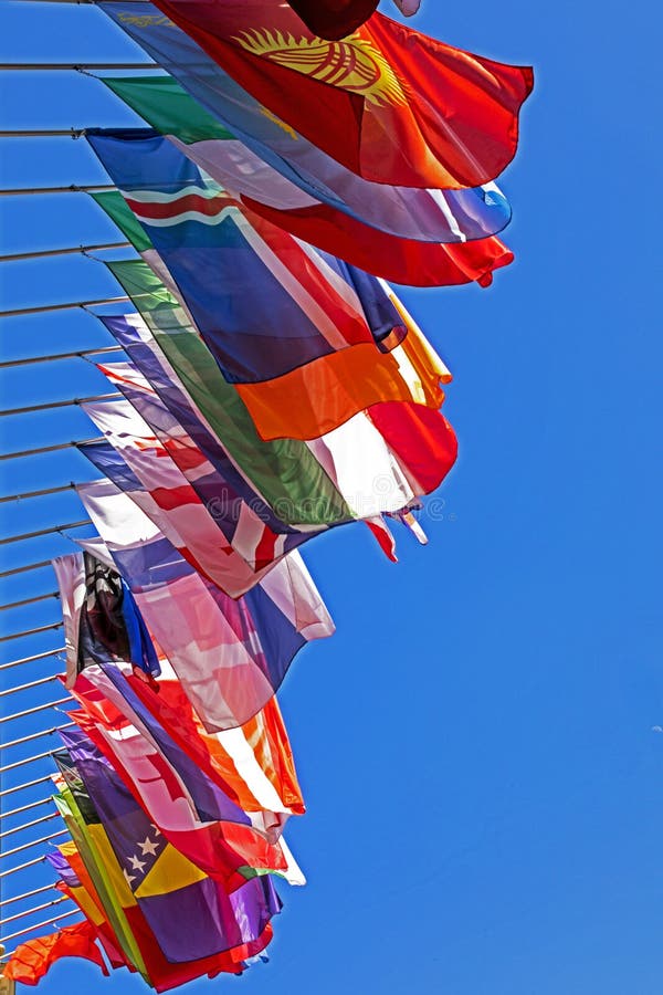 Flags of Different Countries of Europe, Asia and the USA Flutter Stock ...