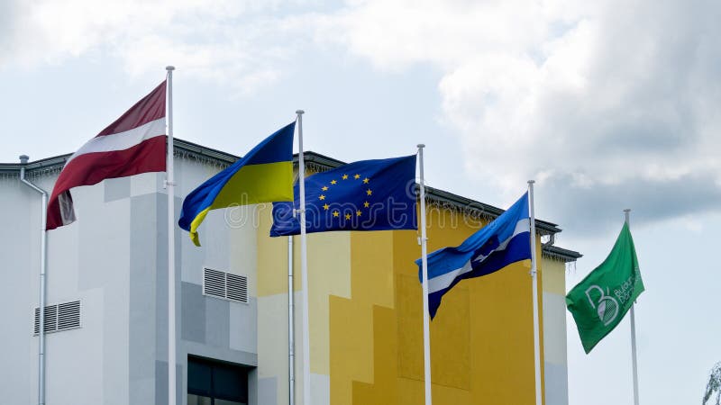Flags of Different Countries Flutter in the Wind. Stock Image - Image ...