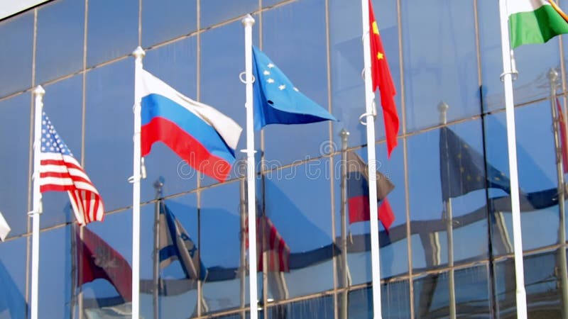 Flags of Different Countries Fluttering in the Wind. Stock Video ...