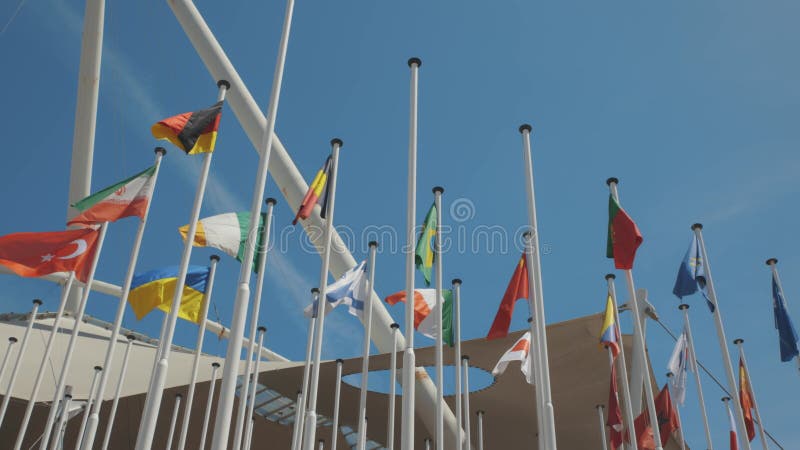 Flags of Different Countries Fluttering in the Wind Stock Footage ...