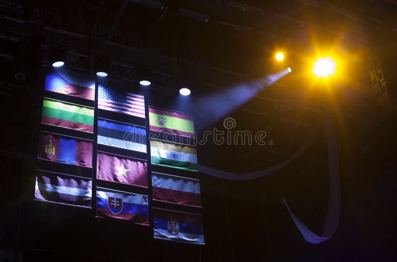 Many Flags of Countries Painted on the Hanging Stock Image - Image of ...