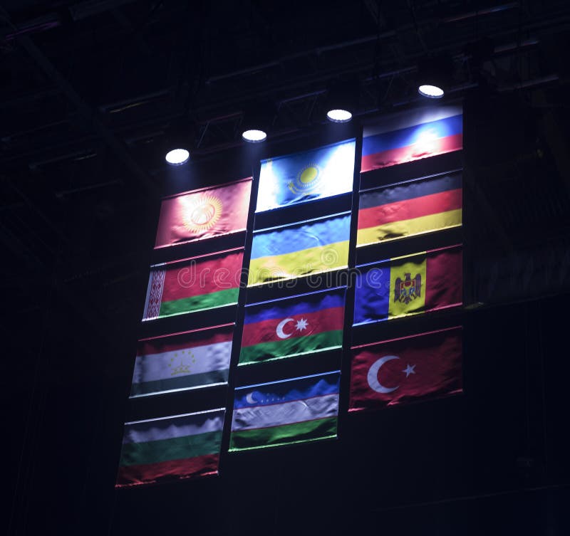 Many Flags of Countries Painted on the Hanging Stock Photo - Image of ...
