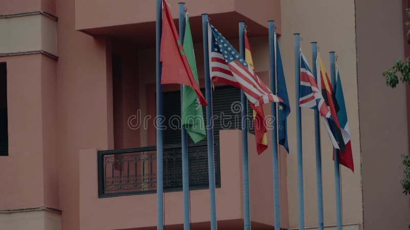 Flags of Different Countries Waving in the Wind, International ...