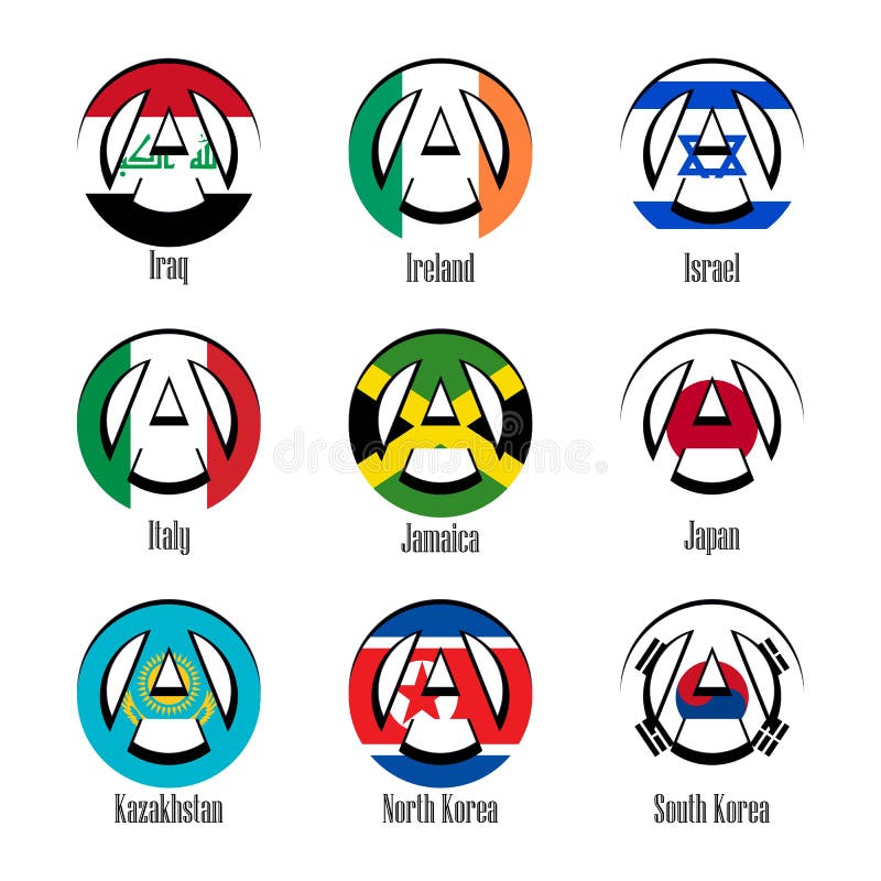 Flags of Different Countries of the World in the Form of a Sign of ...