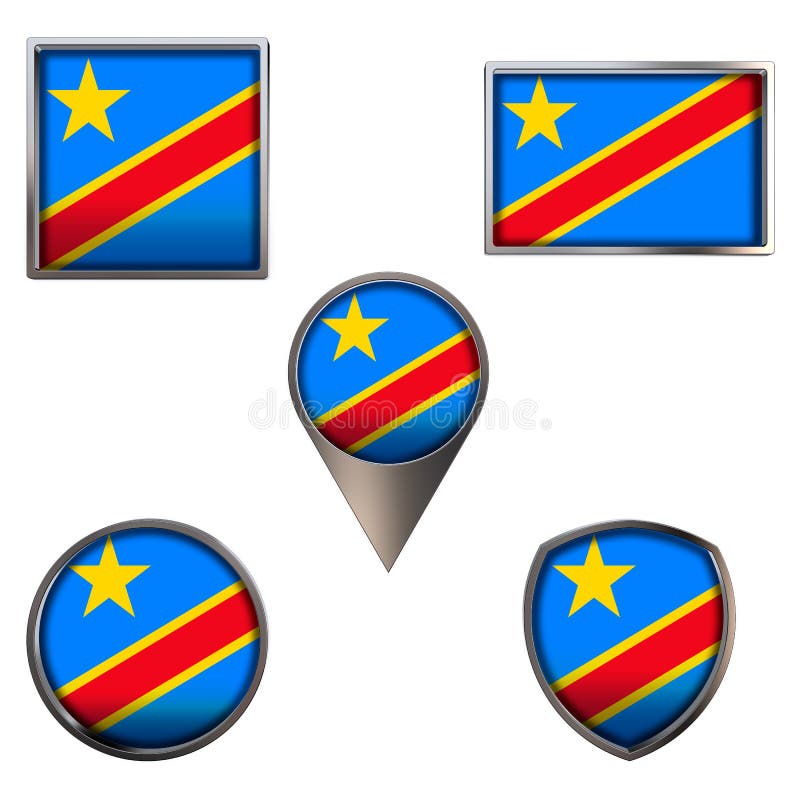 Flags of the DR Congo Icons Set Image Stock Illustration - Illustration ...