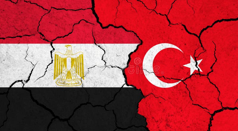 Flags of Egypt and Turkey on Cracked Surface Stock Illustration ...