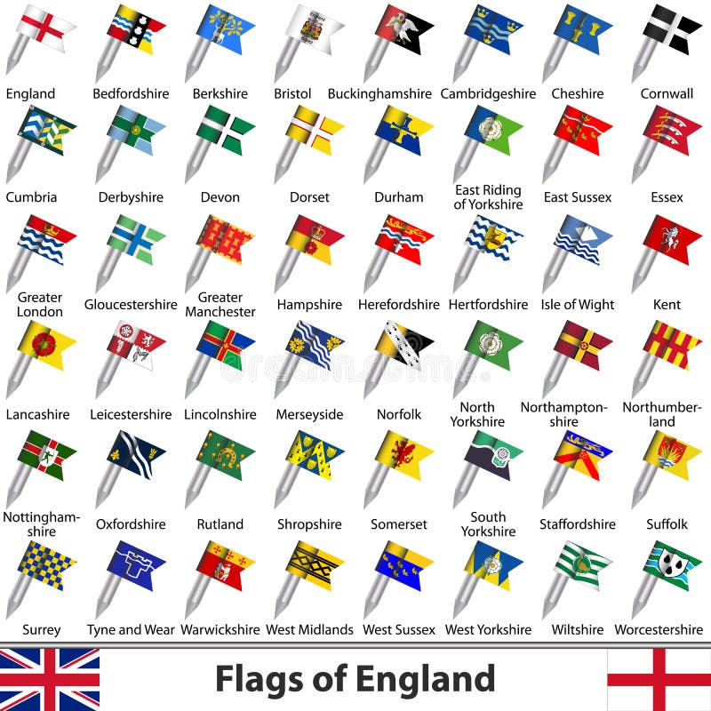 Flags of the Counties of England, All English Regions Flag Collection ...