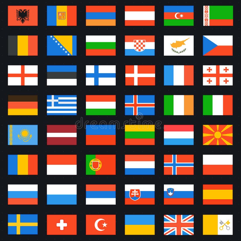Europe Flags And Icons Collection Stock Vector - Illustration of ...