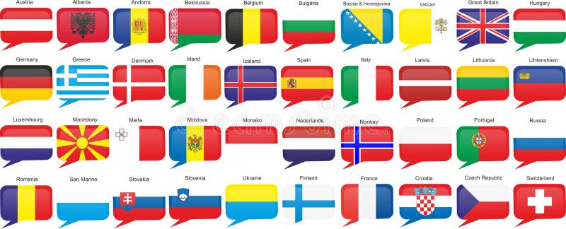 Flags of European Union Countries in Cartoon Style Stock Vector ...