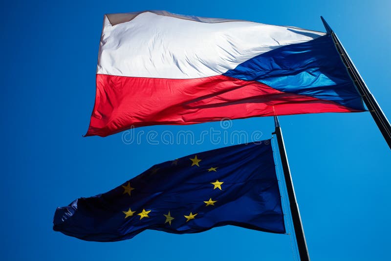 Flags of the European Union and the Czech Republic Stock Image - Image ...