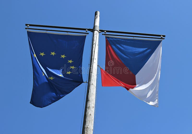 Flags of the European Union and the Czech Republic Stock Image - Image ...