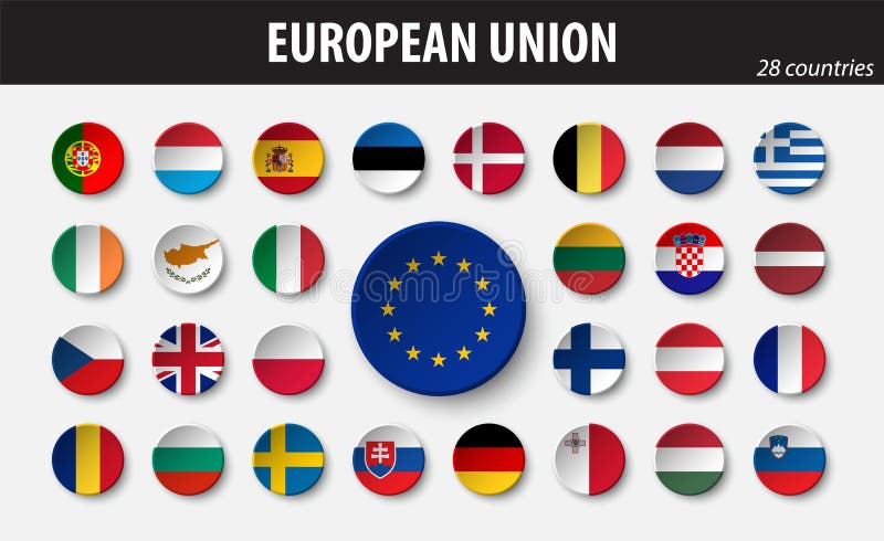 Flags of European Union and Members Stock Vector - Illustration of ...