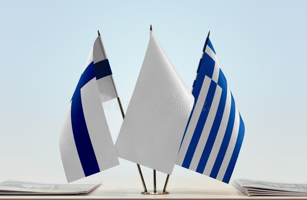 Flags of Finland and Greece Stock Photo - Image of convention, congress ...