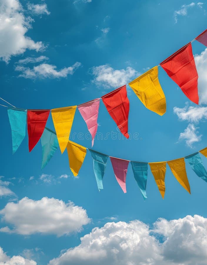 Flags Flying in the Air stock photo. Image of festival - 318133942