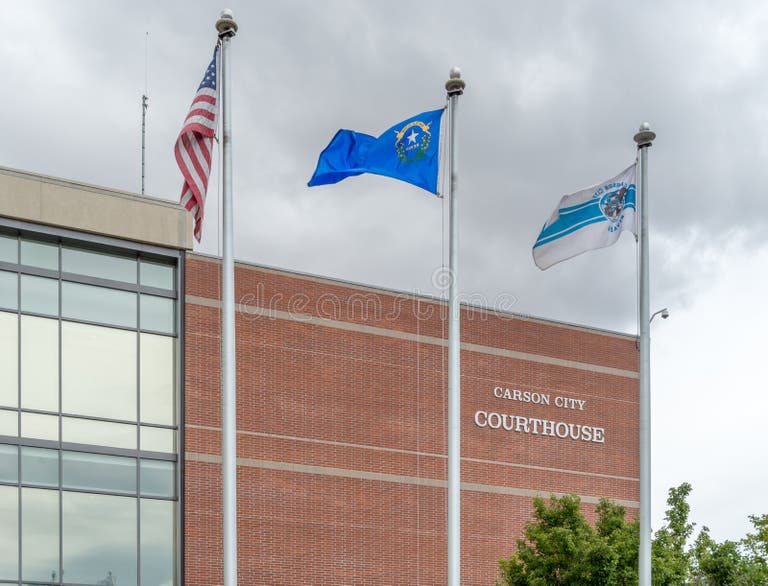 Flags Flying in Front of the Carson City Courthouse Editorial ...