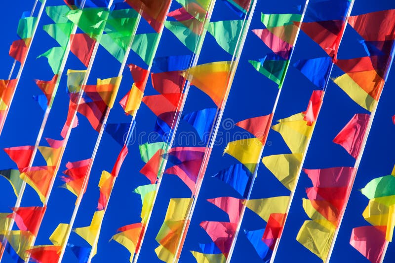 Flags flying-in stock image. Image of triangle, yellow - 67597135
