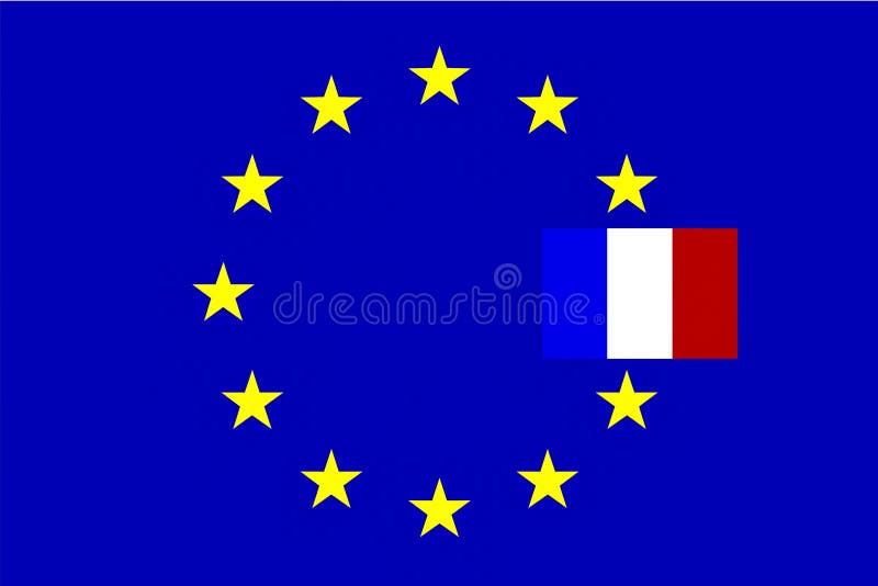 Flags, France and European Union Stock Illustration - Illustration of ...