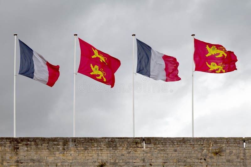 Flags of France and Normandy Stock Image - Image of overcast, france: 295347155