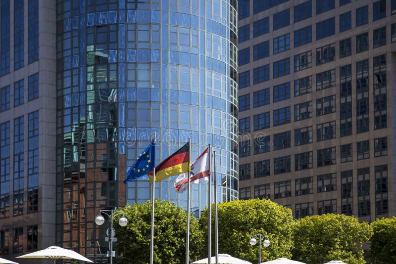 Flags in Front of Office Buildings in Berlin Stock Photo - Image of ...