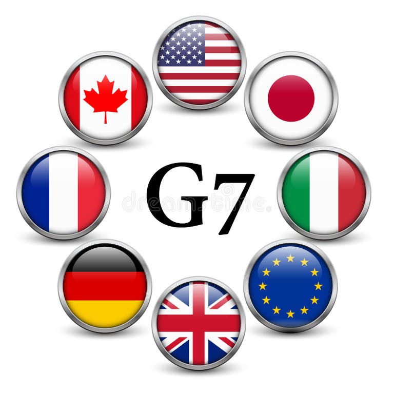 Flags of G7 countries stock vector. Illustration of metallic - 89567816