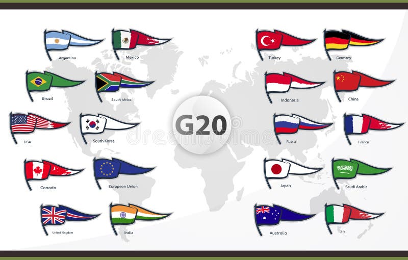20 flags of G20 countries stock vector. Illustration of saudi - 125693732