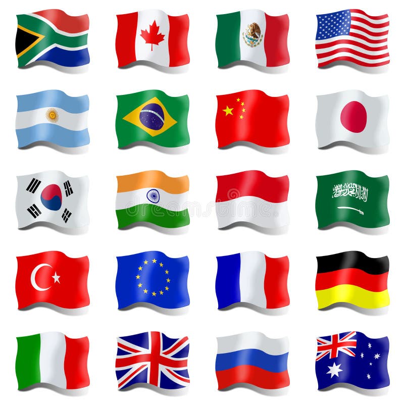 Flags of G20 Countries Isolated on White Background Stock Illustration ... Flags of G20 Countries Isolated on White Background Stock Illustration ...