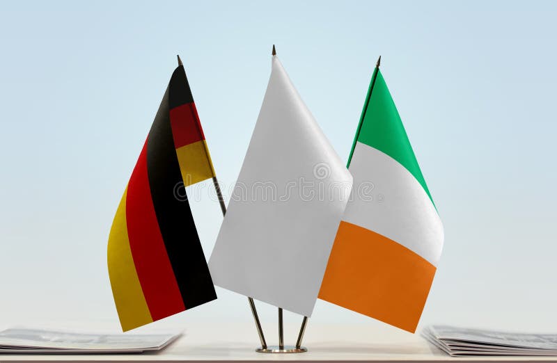 Flags of Germany and Ireland Stock Photo - Image of indoor, empty ...