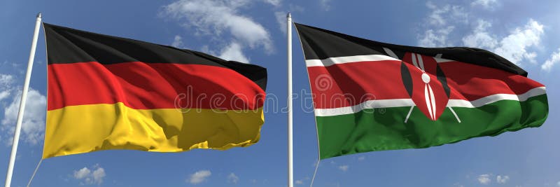 Kenia Official National Flag and Coat of Arms, African Country Stock ...